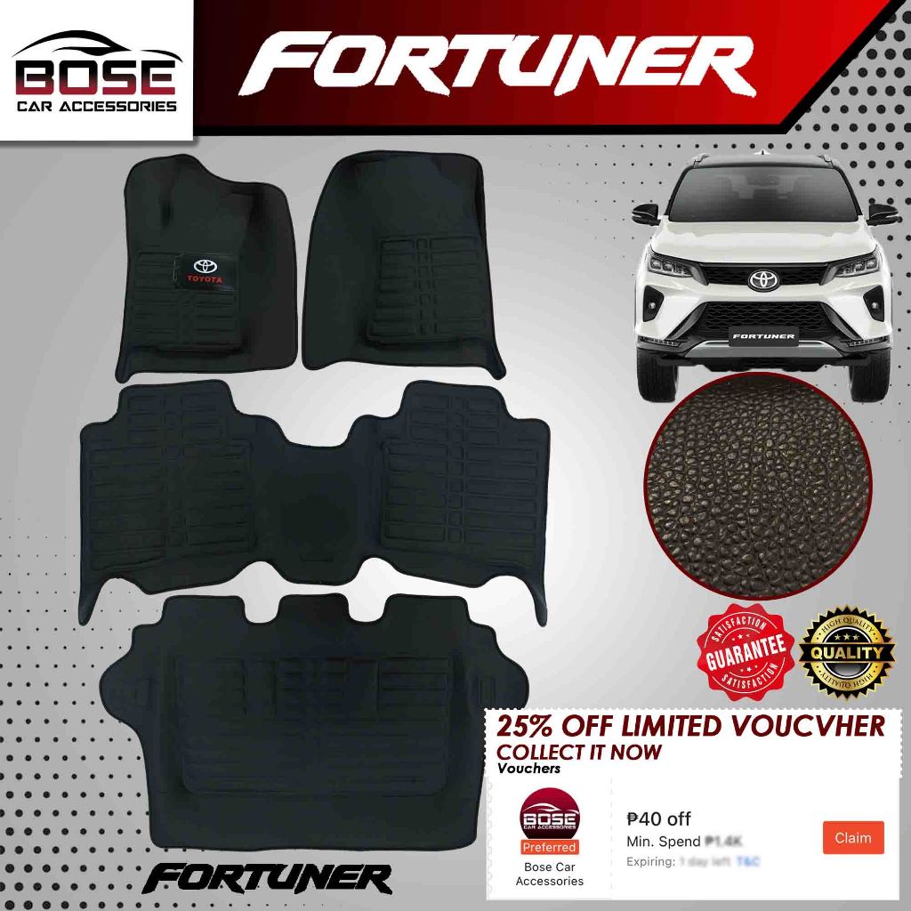 5D Black Deep Dish Matting for Toyota Fortuner 2016 - Onwards Floor ...