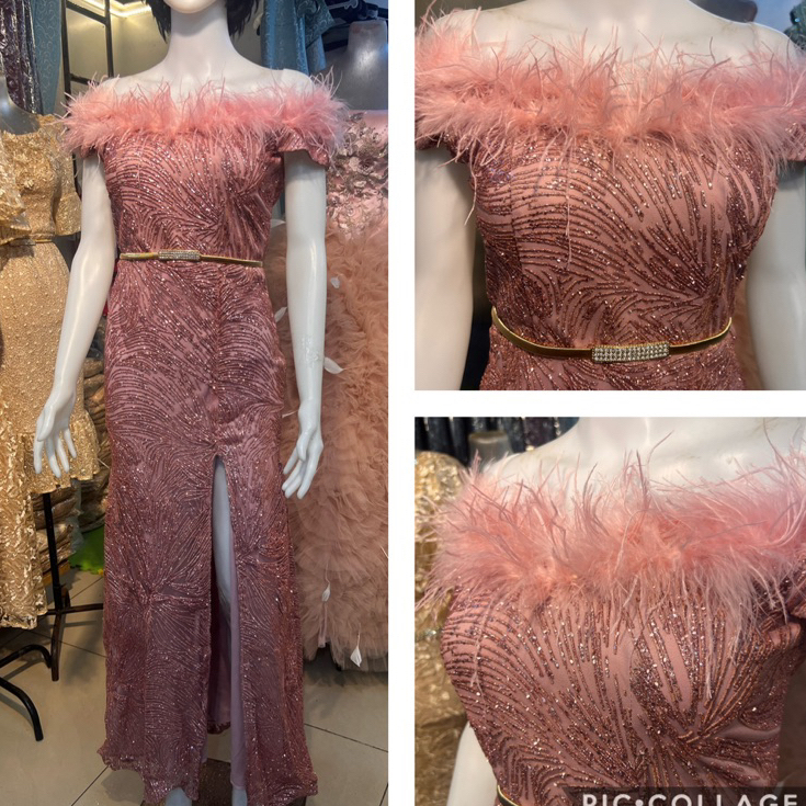 Modern Formal Wear for Special Events Faux Fur Off the Shoulder with ...
