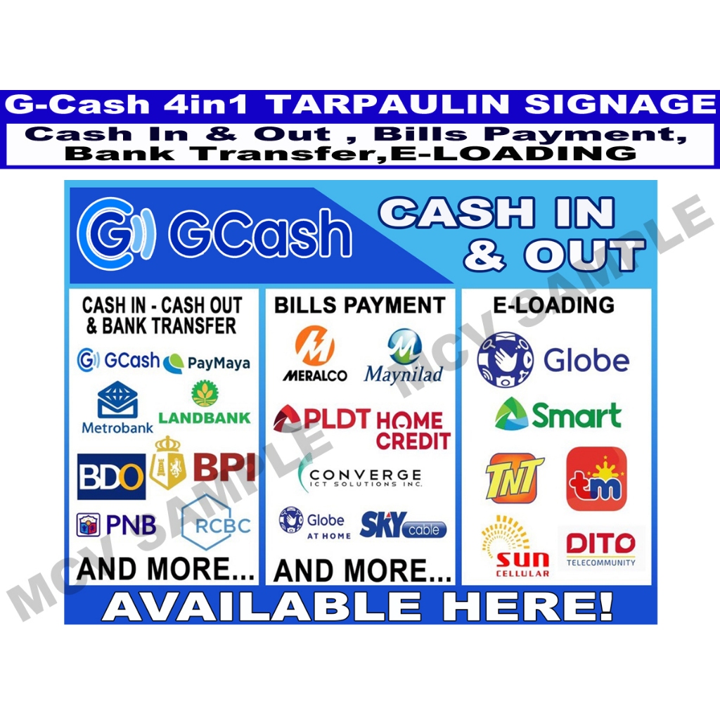 MCV GCash In & Out, Bills Payment, Bank Transfer, E-Loading 4 in 1 ...