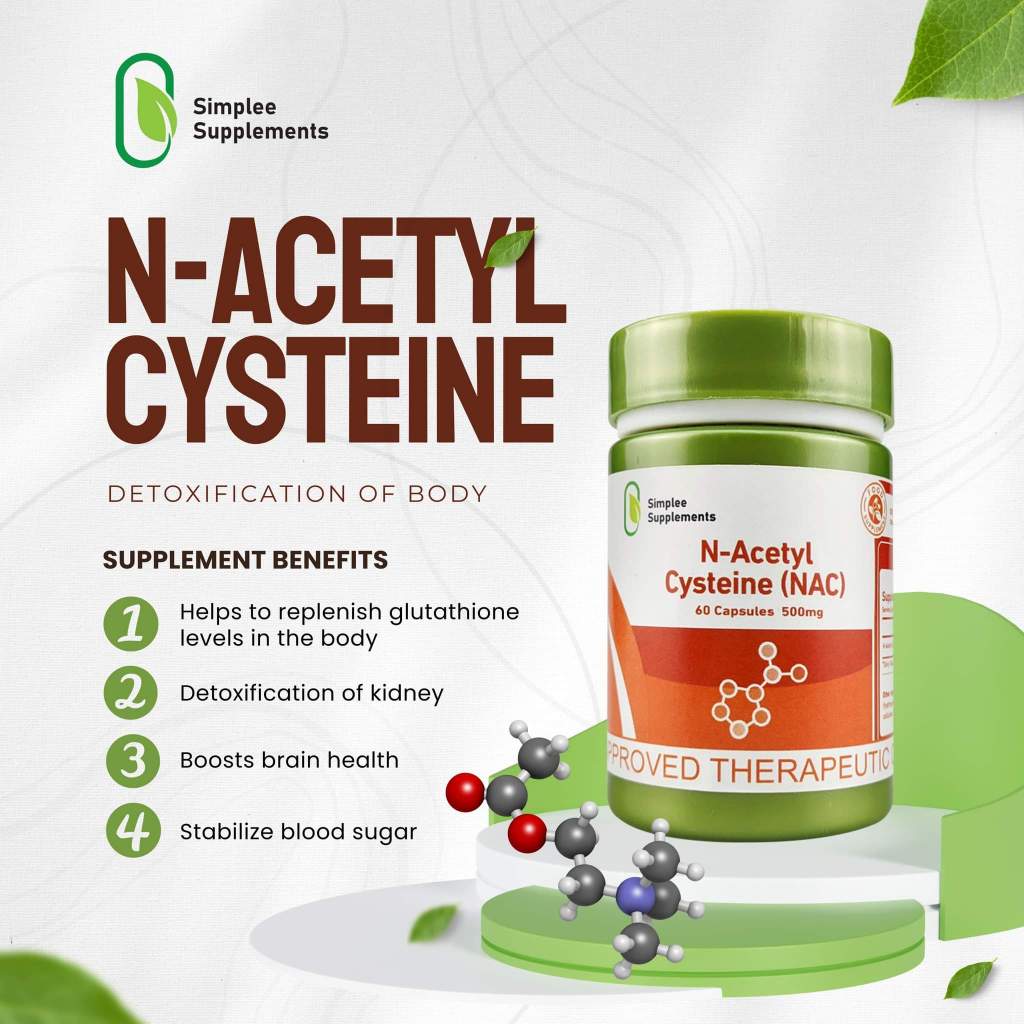 Simplee N-Acetyl Cysteine(NAC) 60 Capsule Supplement (500mg) | Shopee ...