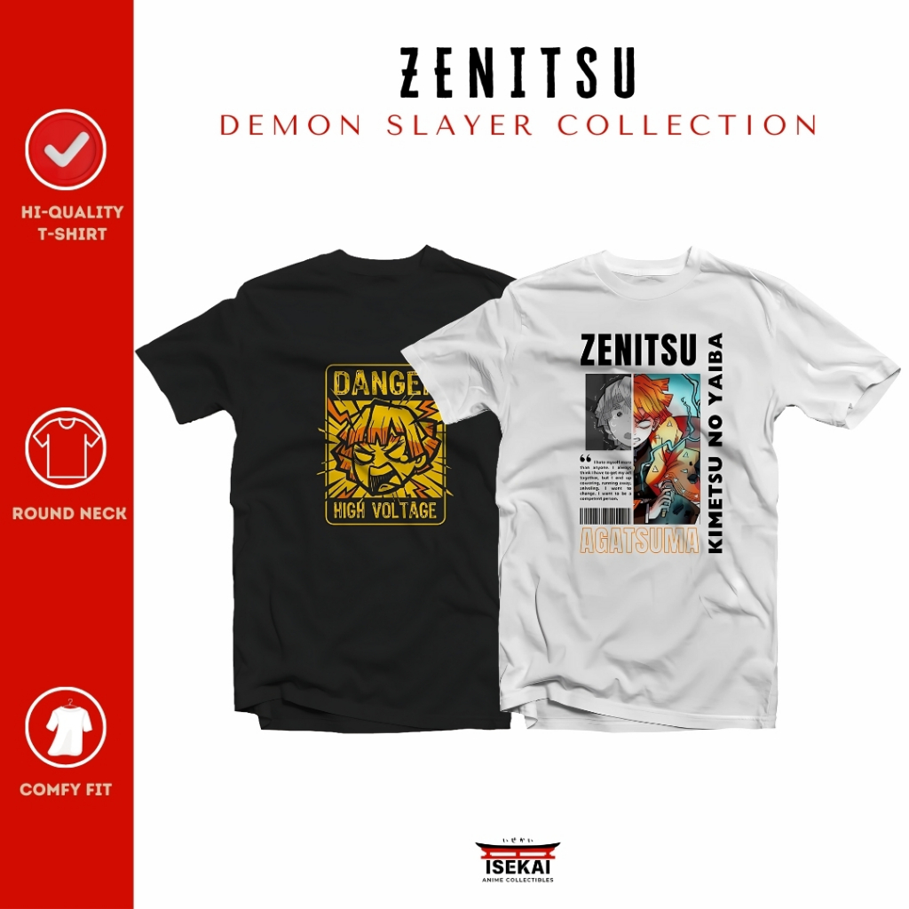 ISEKAI Anime T-Shirt - Demon Slayer Zenitsu - Poly-Cotton Fabric - DTF ...