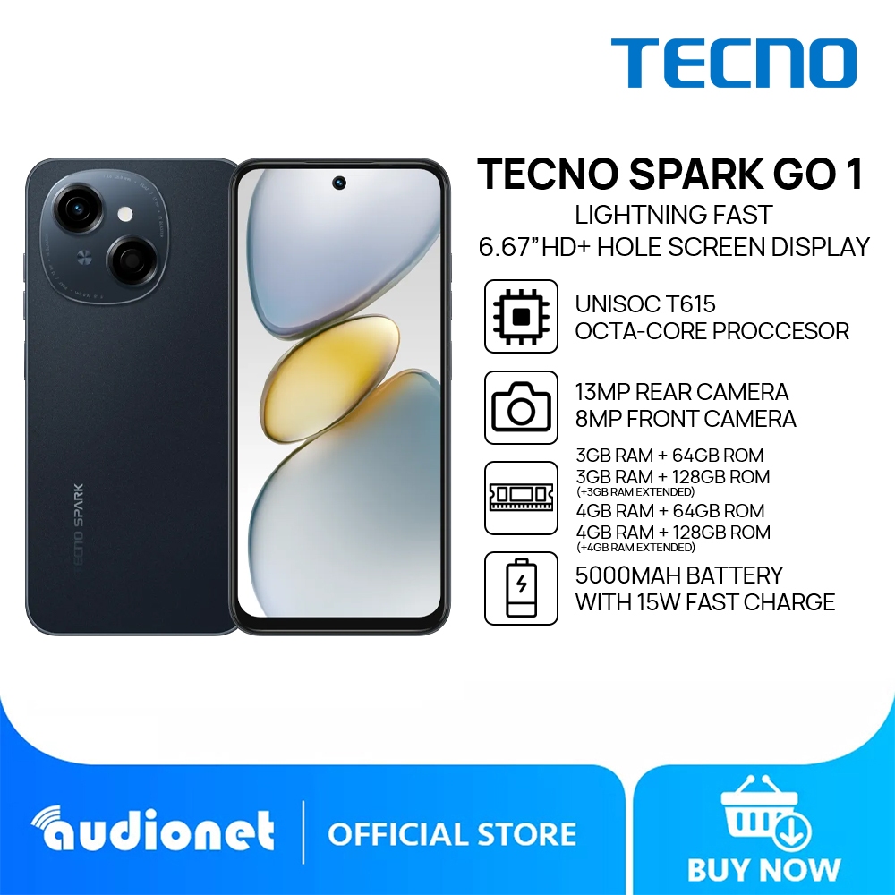 TECNO Spark Go 1 Smartphone | 3GB+64GB/3GB+128GB/4GB+64GB/4GB+128GB | Unisoc T615 | 6.67” HD+ ...