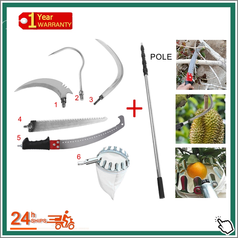 【Buy 1 Free 6 】Telescopic Long Fruit Picker Gift S'aw Hook Basket ...