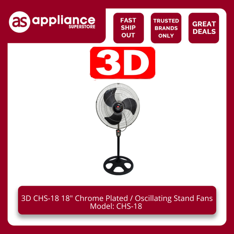 3D CHS-18 18" Chrome Plated / Oscillating Stand Fans | Shopee Philippines