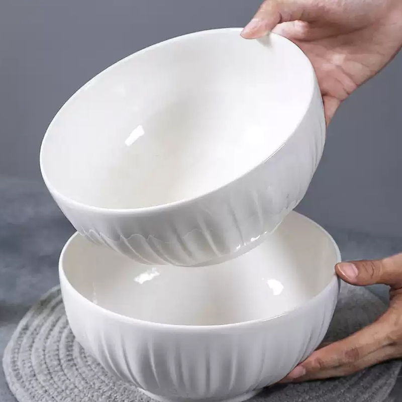 Dailyhome 8 inch Serving Bowl White Ceramic Bowls for Soup Salad ...