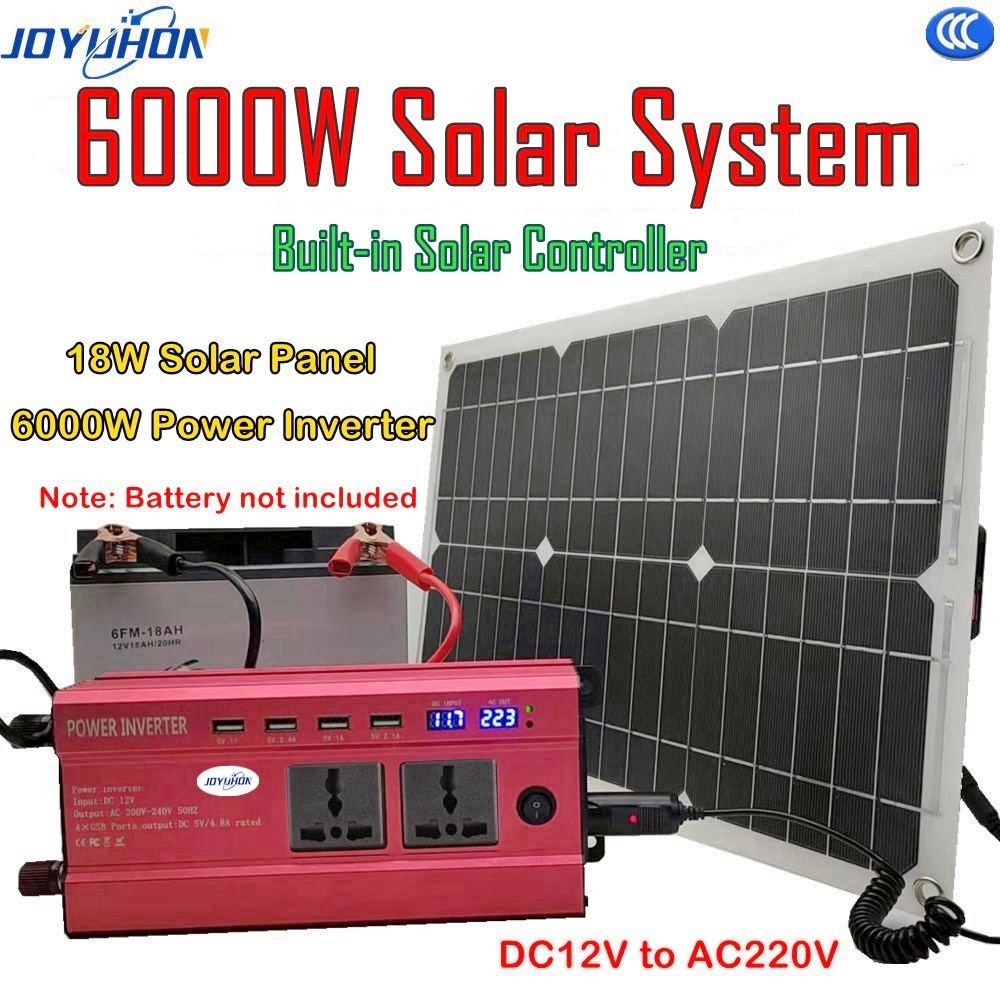 JOYUHON 6000W Solar System Set Power Inverter 12V TO 220V Built-in ...