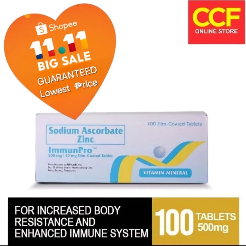 Immunpro Sodium Ascorbate with Zinc 100 Tablets | Shopee Philippines