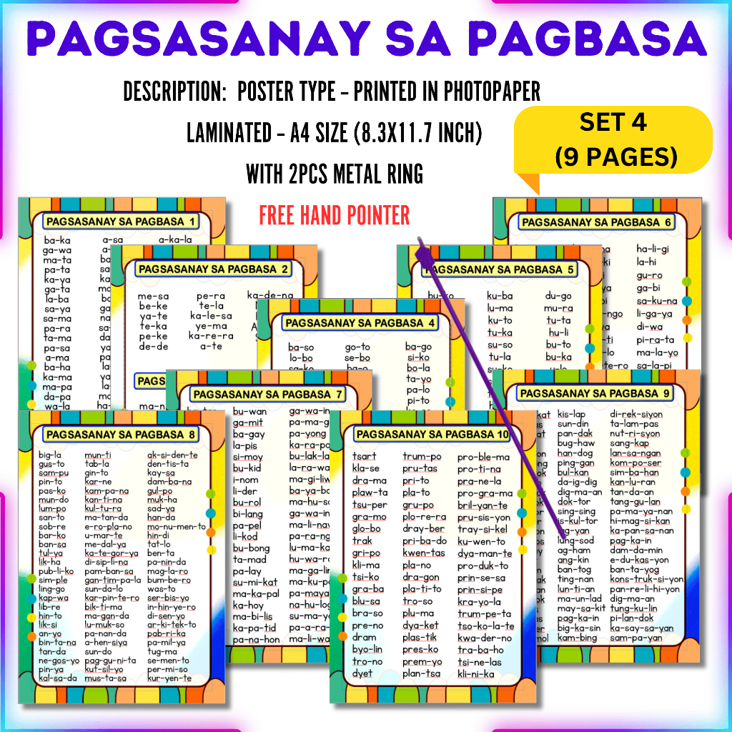 Reading chart abakada educational chart laminated unang hakbang sa ...