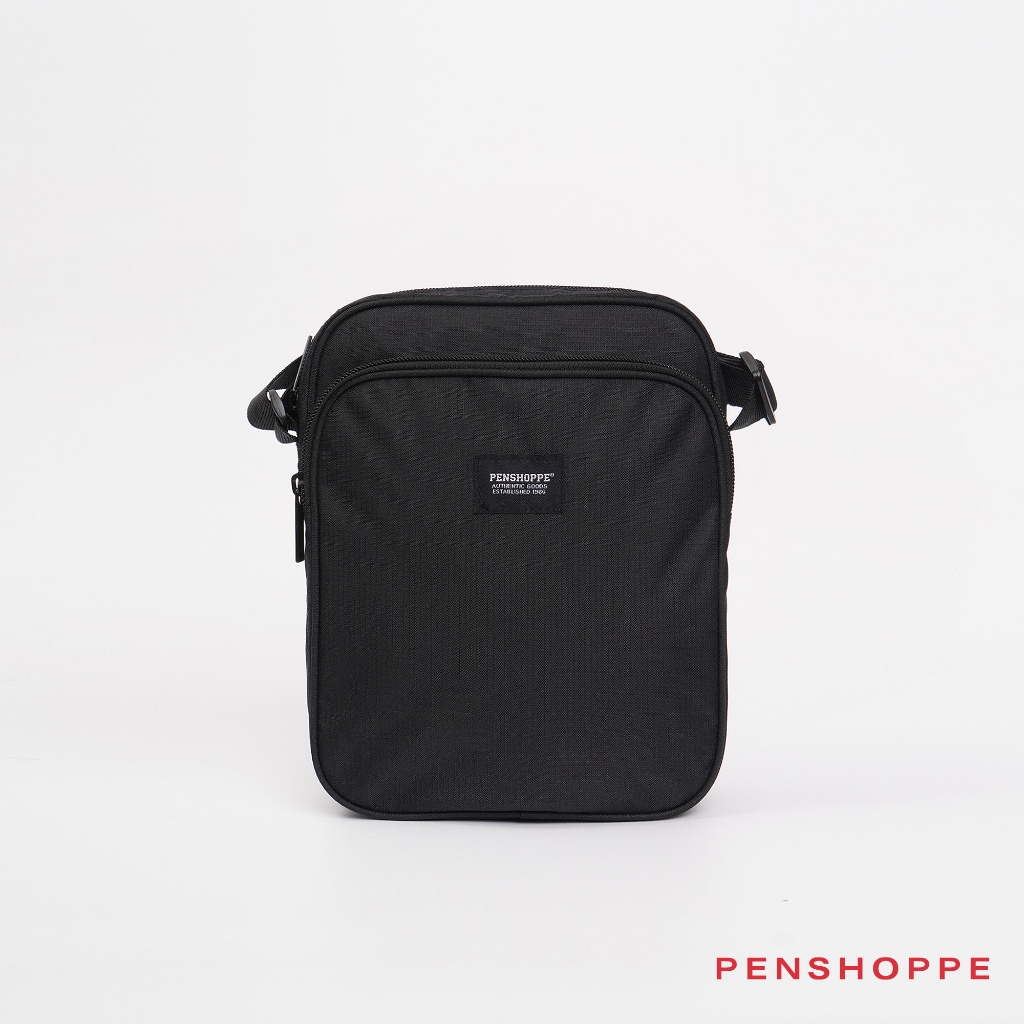 Penshoppe Regular Sling Bag With Woven Label For Men (Black/Dark Gray) | Shopee Philippines