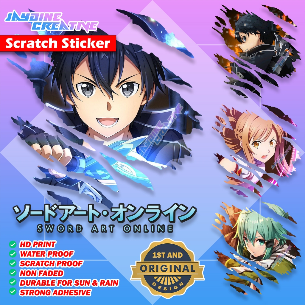 Sword Art Online Scratch Design Sticker, Indoor Outdoor Vinyl Sticker ...