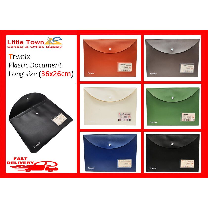 Tramix Plastic Document Envelope Snap Button Long size (Random Color ...