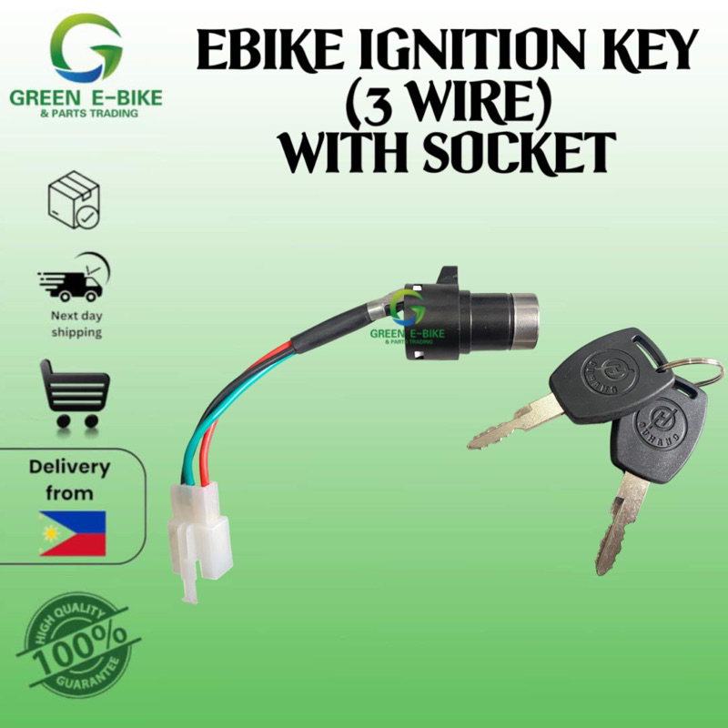 GREEN EBIKE Ignition Key 3 Wire with Socket | Shopee Philippines