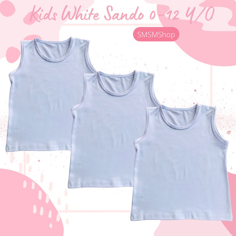 Kids White Sleeveless Sando Tops (0-12 YEARS OLD) | Shopee Philippines