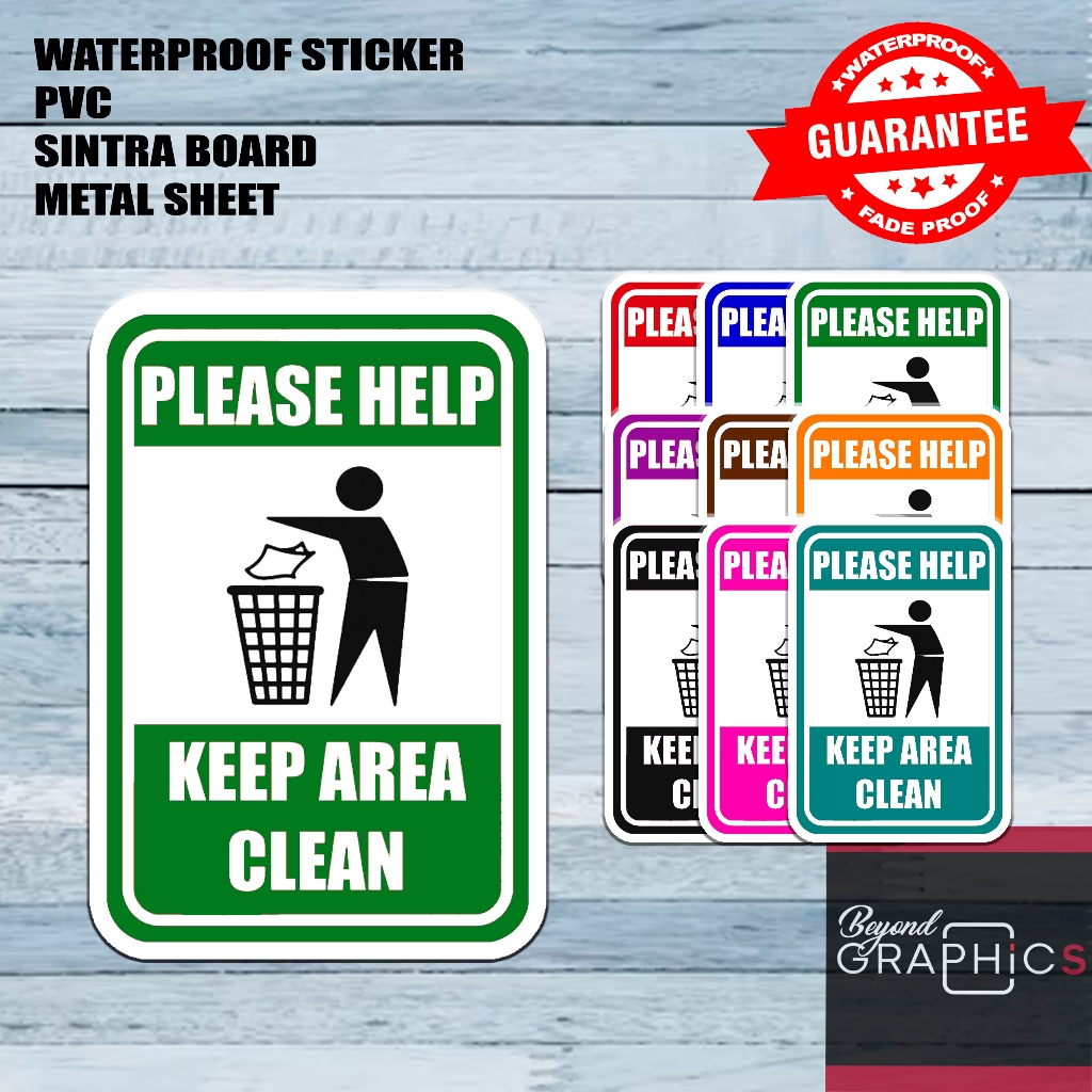 Beyond Graphics Keep Area Clean Sign PVC Sticker Metal Sheet | Shopee ...