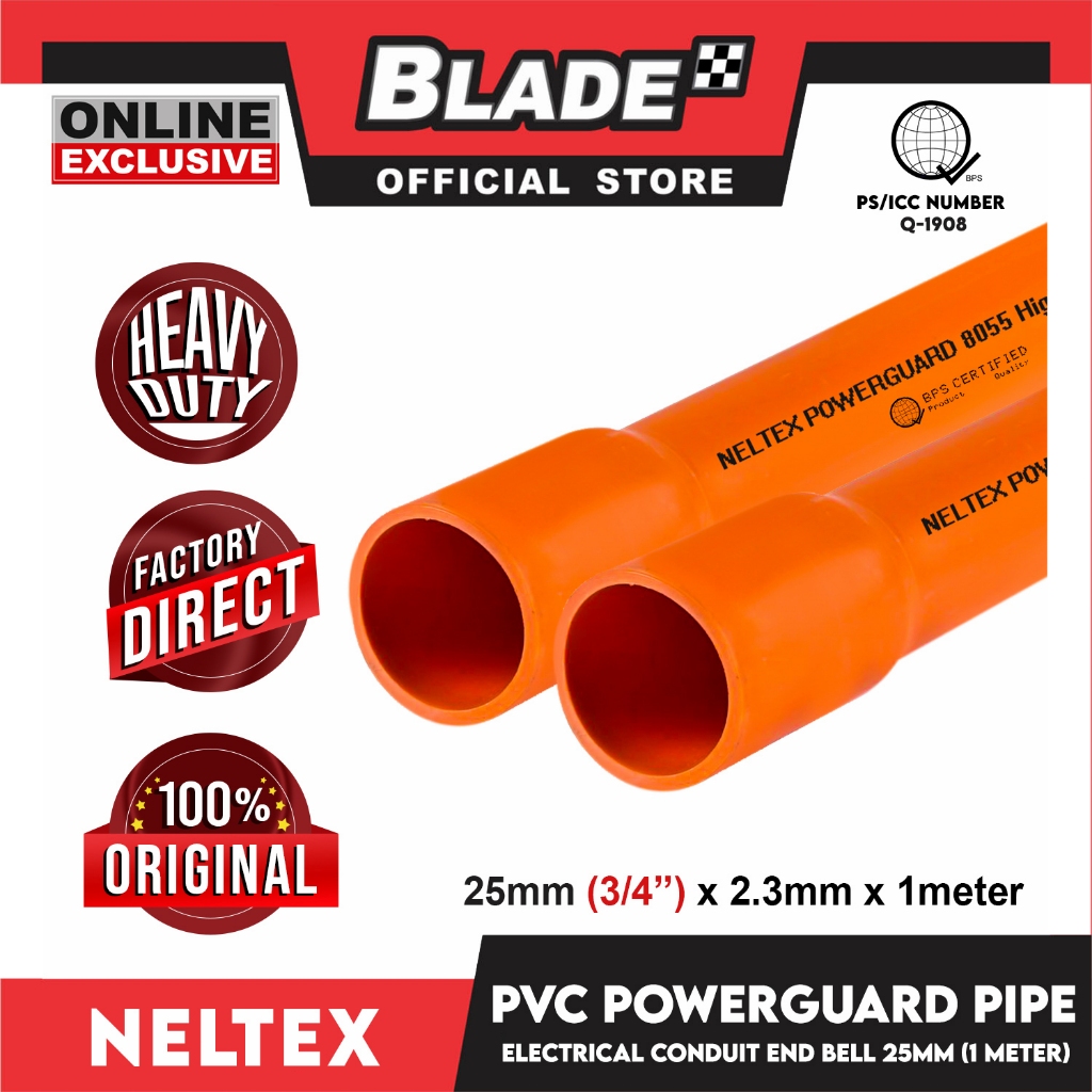 Neltex PVC Powerguard Pipe (Orange) 25mm x 1meter with Bell Electrical ...