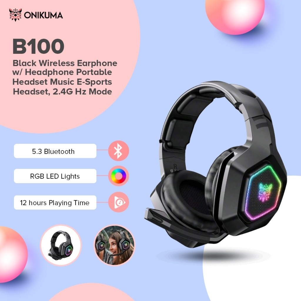 ONIKUMA B100 Three Mode Bluetooth Headphone With Mic E-Sports Wireless ...