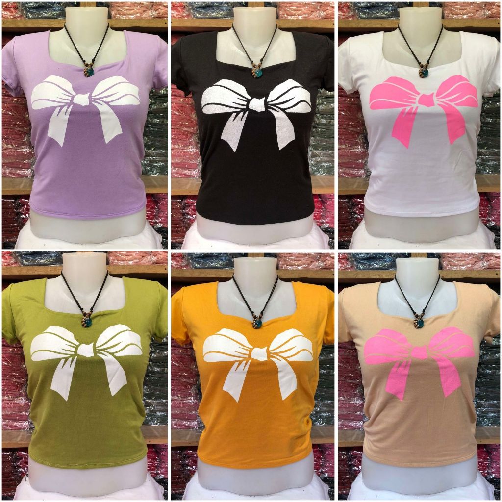 Square Neck Double Lining With Print (Ribbon print) | Shopee Philippines