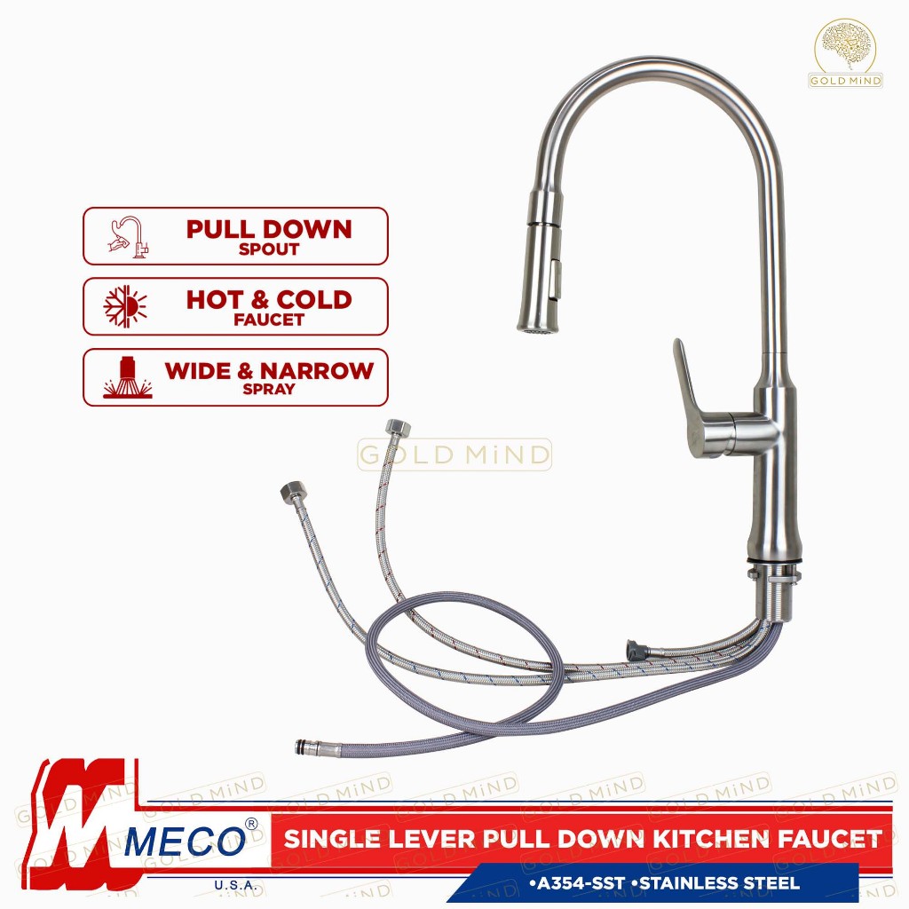 Meco Faucet Single Lever Pulldown Kitchen Faucet Mixer Hot and Cold ...