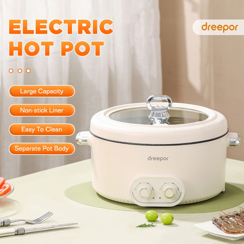 Dreepor Multifunctional Electric Cooker Non-Stick Pot Hot Pot Cooking Pot | Shopee Philippines