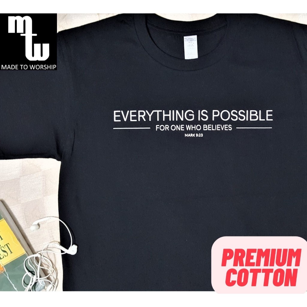 MTW Everything Is Possible Cotton Bible Verse T-Shirt Gospel Christian ...