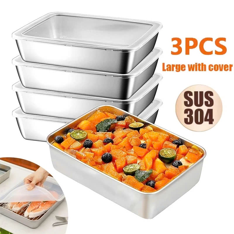 304 Stainless Steel Tray With Cover For Food Stainless Tray With Lid ...
