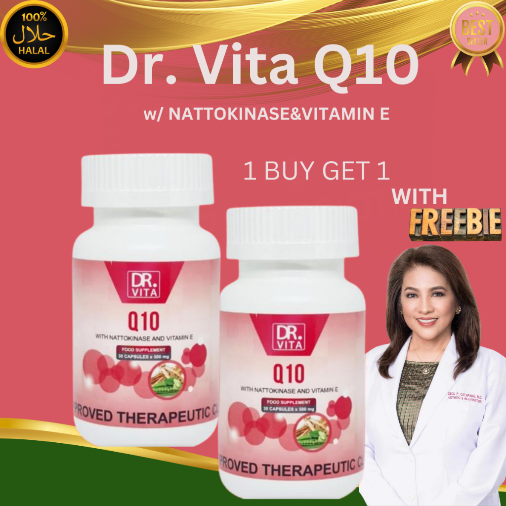 2 BOTTLES Dr vita Q10 with Nattokinase and Vitamin E (elder) Helps to repair Damage to the heart ...