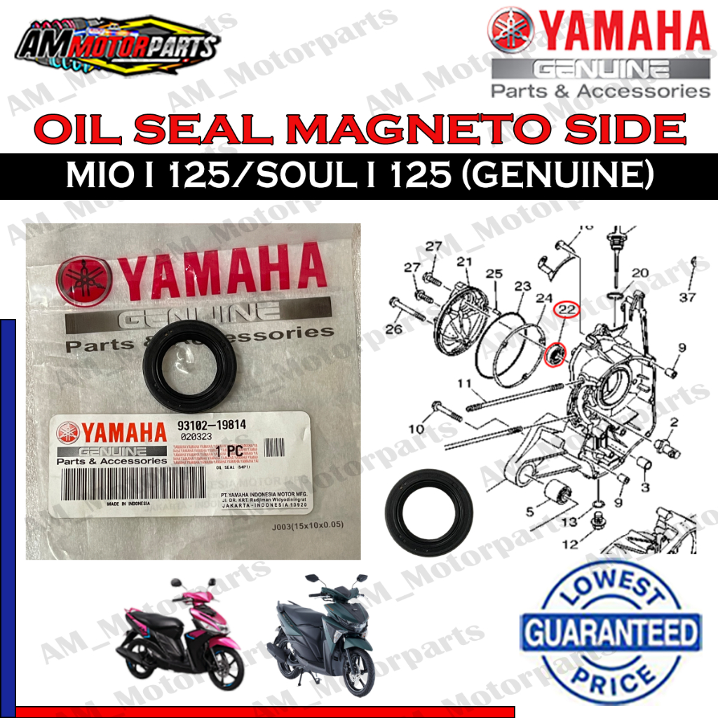 OIL SEAL MAGNETO SIDE FOR MIO I 125/SOUL I 125 (93102-19814) YAMAHA ...