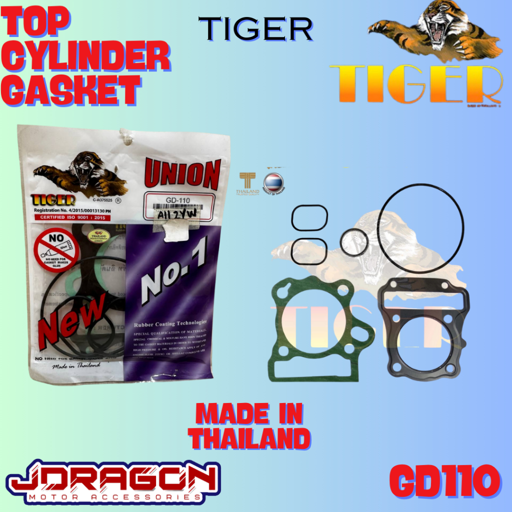 TIGER TOP GASKET SET (GD110) CYLINDER HEAD & BLOCK SET (100% MADE IN ...