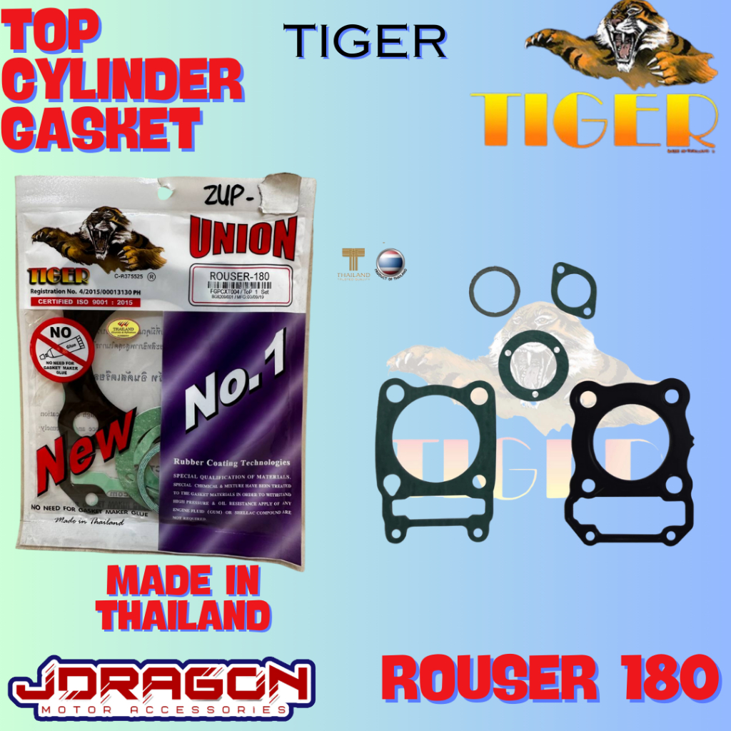 TIGER TOP GASKET SET (ROUSER 180) CYLINDER HEAD & BLOCK SET (100% MADE ...