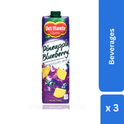 Del Monte Pineapple Blueberry Juice Drink Tetra 1L , Bundle of 3 ...