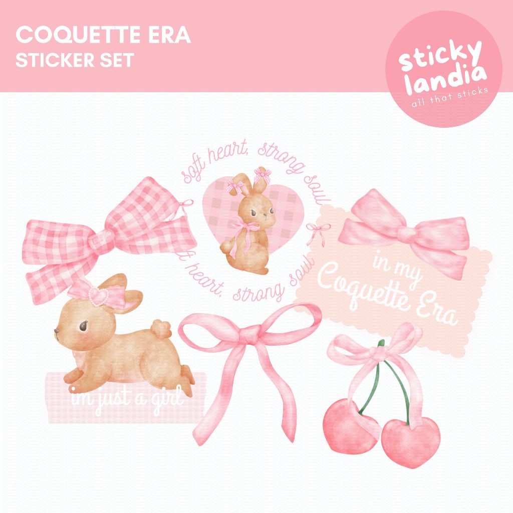 Coquette Era Pink Girl Bunny Sticker | Laptop Tumbler Phone Journal ...