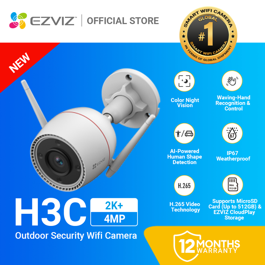 EZVIZ H3c 4MP/2K+ CCTV Camera Outdoor Security Wifi Camera Connect to ...