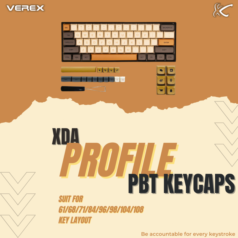 Verex PBT Mechanical Keyboard Keycaps XDA Profile Sublimation Suitable ...