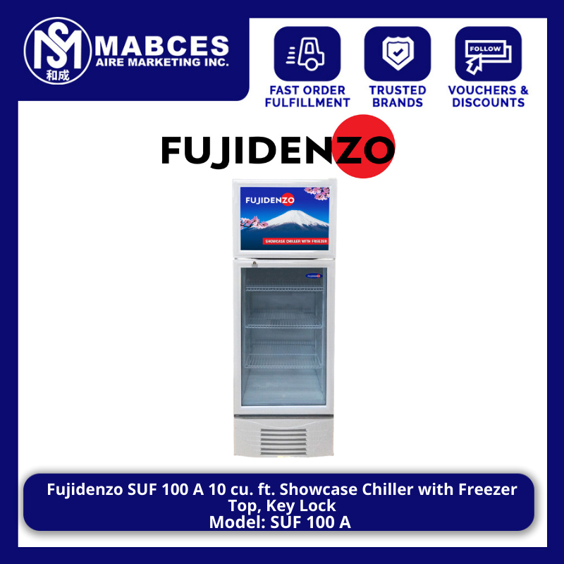 Fujidenzo SUF 100 A 10 cu. ft. Showcase Chiller with Freezer Top, Key ...