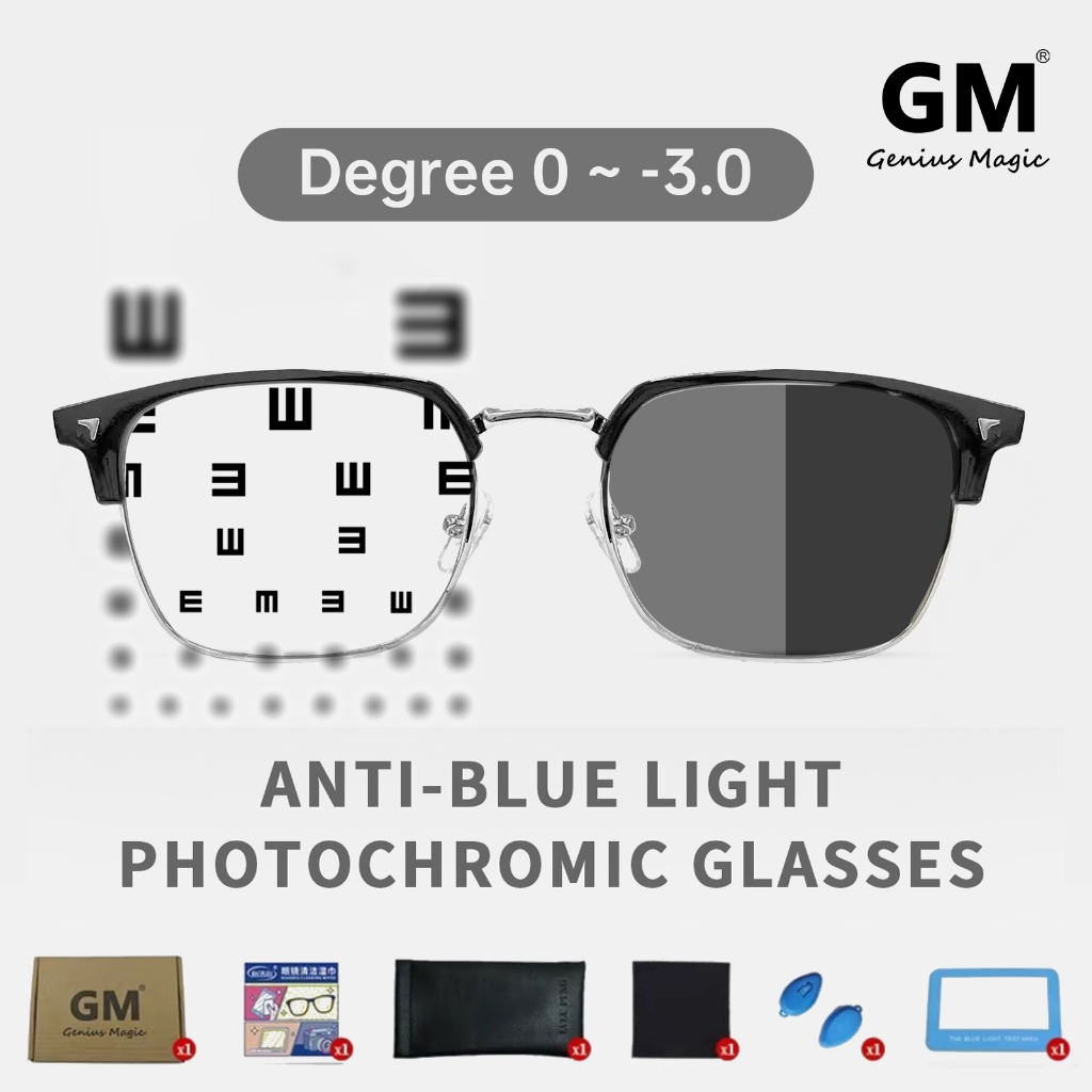 Genius Magic 0-300 Nearsighted Photochromic Glasses Anti-blue ...