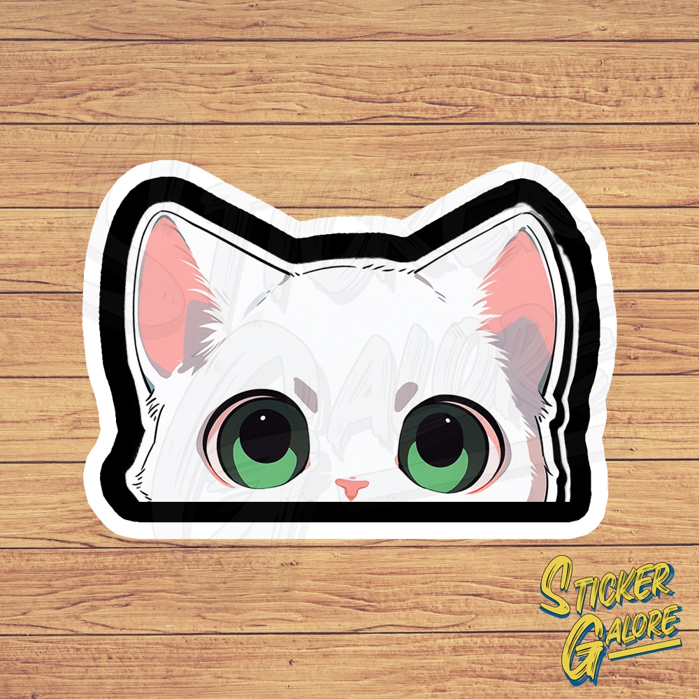 CUTE WHITE CAT PEEKER STICKERS (WATEPROOF AND SCRATCH PROOF) sticker ...