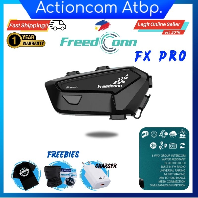 FreedConn FX Pro Mesh Bluetooth Intercom 6 Rider Group Connection ...