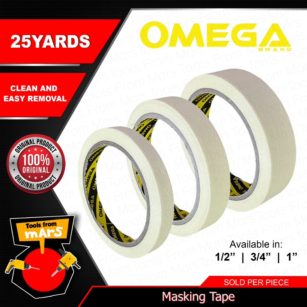 OMEGA Masking Tape 1/2"| 3/4" |1" Inch(SOLD PER PIECE)Adhesive Paper ...
