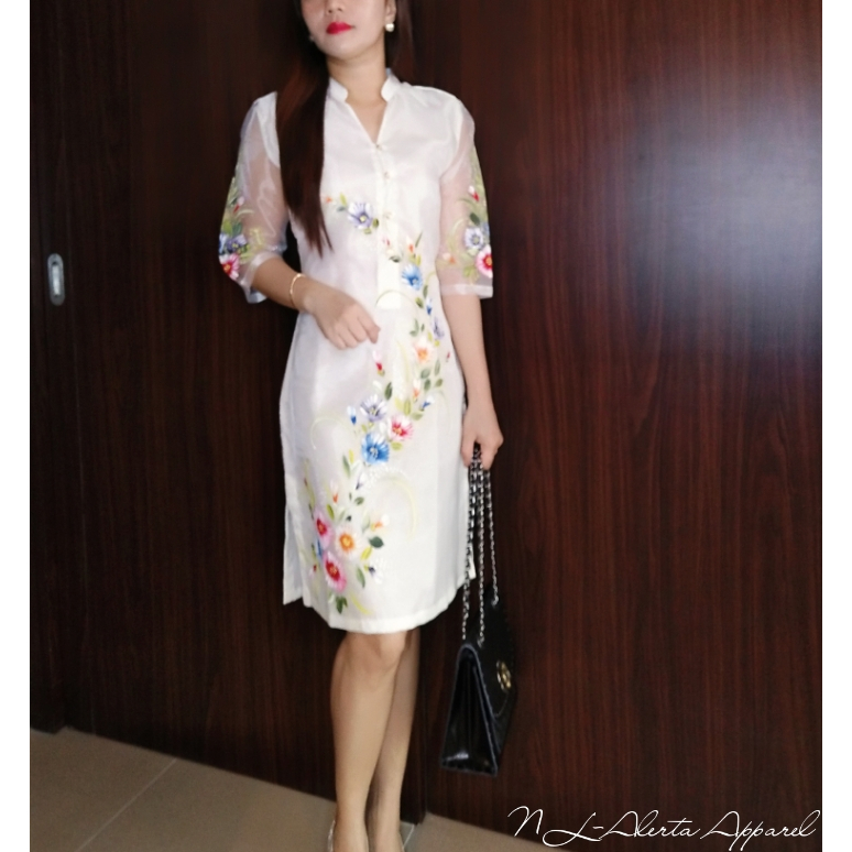 MODERN FILIPINIANA HAND PAINTED BARONG DRESS FOR WOMEN | Shopee Philippines