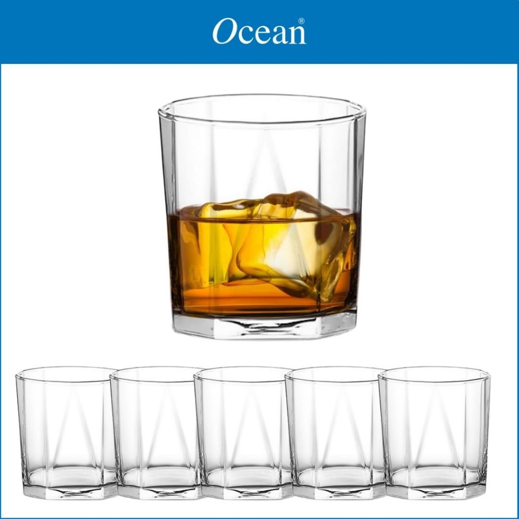 Ocean Glassware Pyramid Rock Whisky Brandy Drinking Glass 330 mL (Set ...