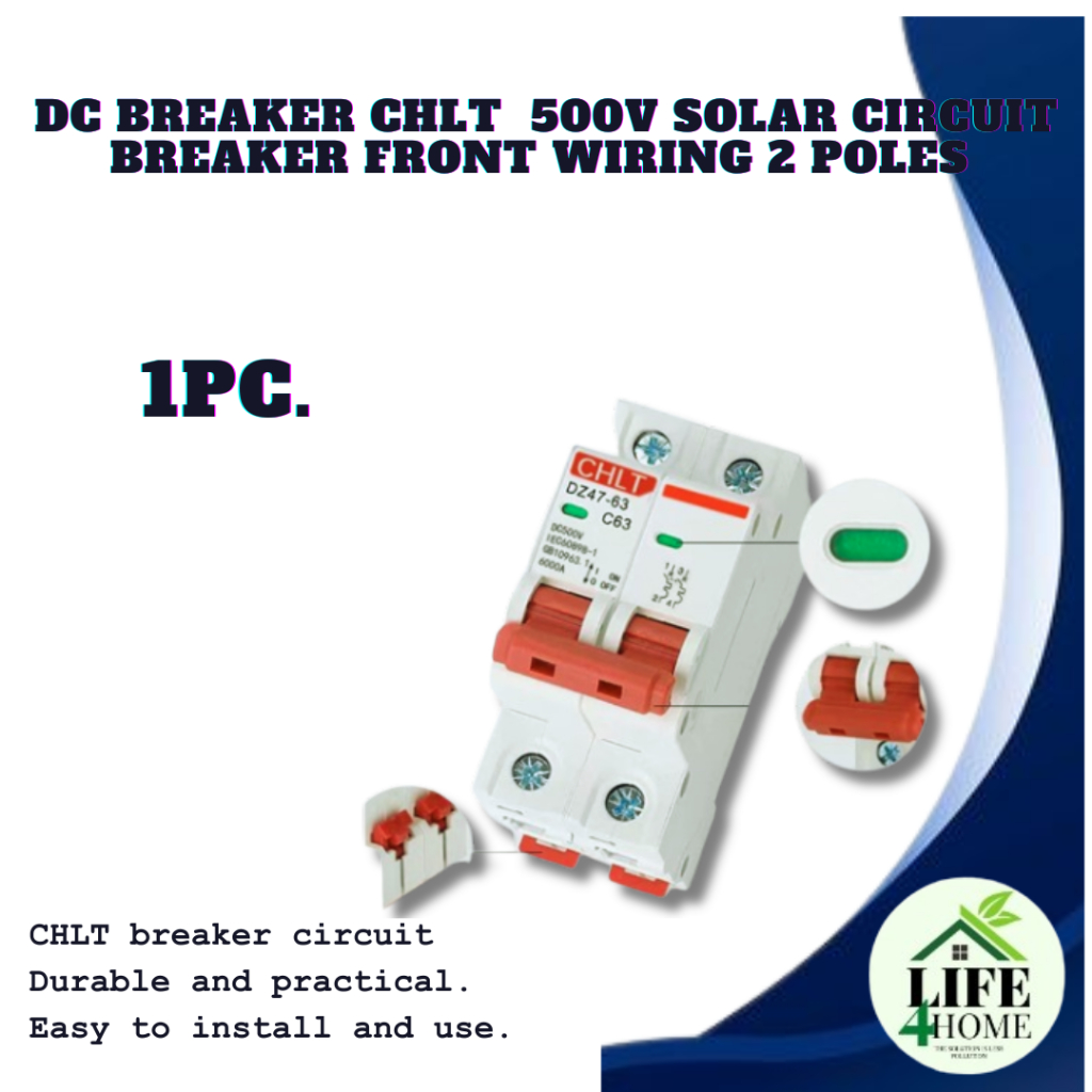 DC Breaker CHLT 500V Solar Circuit Breaker Front Wiring 2 Poles 10A 32A ...