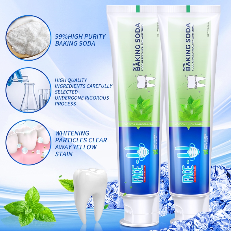 FACE-U Whitening Peppermint Baking Soda Toothpaste Food Graded Natural ...