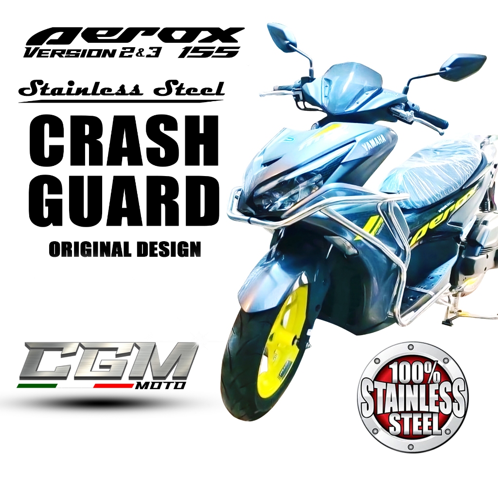 YAMAHA AEROX VERSION 2 PURE STAINLESS STEEL FULL CRASHGUARD• | Shopee ...