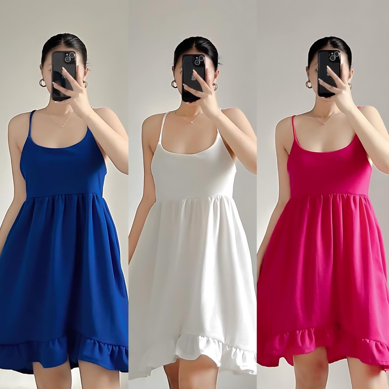 E♡ FYANG DRESS SOFIA HALTER TIE RUFFLE MINI BACKLESS FITTED BODYCON BKK ...