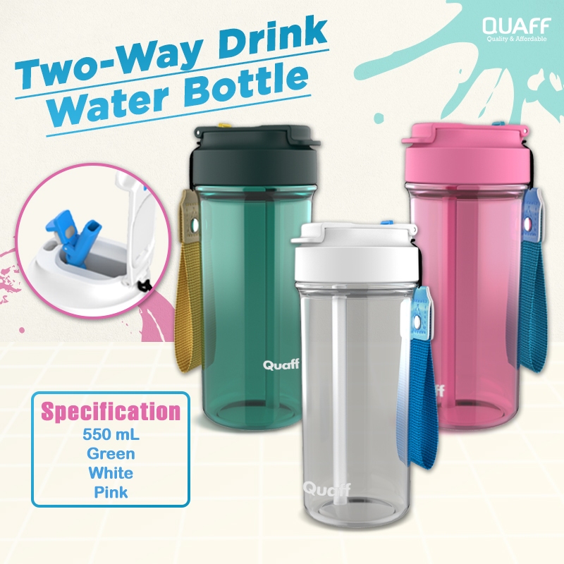 Quaff 550ml Two-way Drinking Water Bottle with Straw and Strap | Shopee Philippines