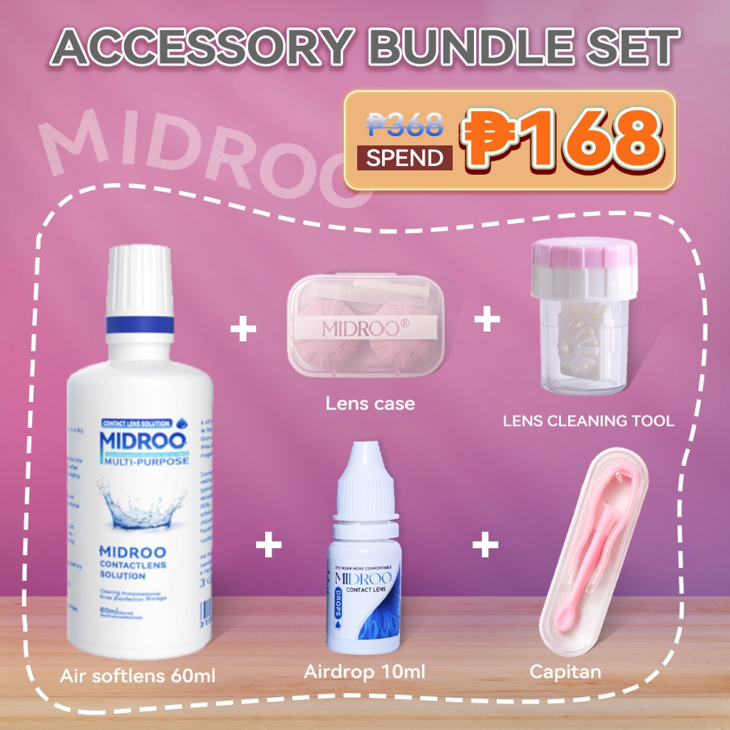 【No Lens】Midroo Lens Tool Bundle Set Contact Lens Solution Moisturize ...