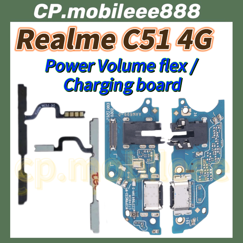 Realme C51 4G Power Volume Flex Button Switch USB Charging Port Board For Repair Replacement ...