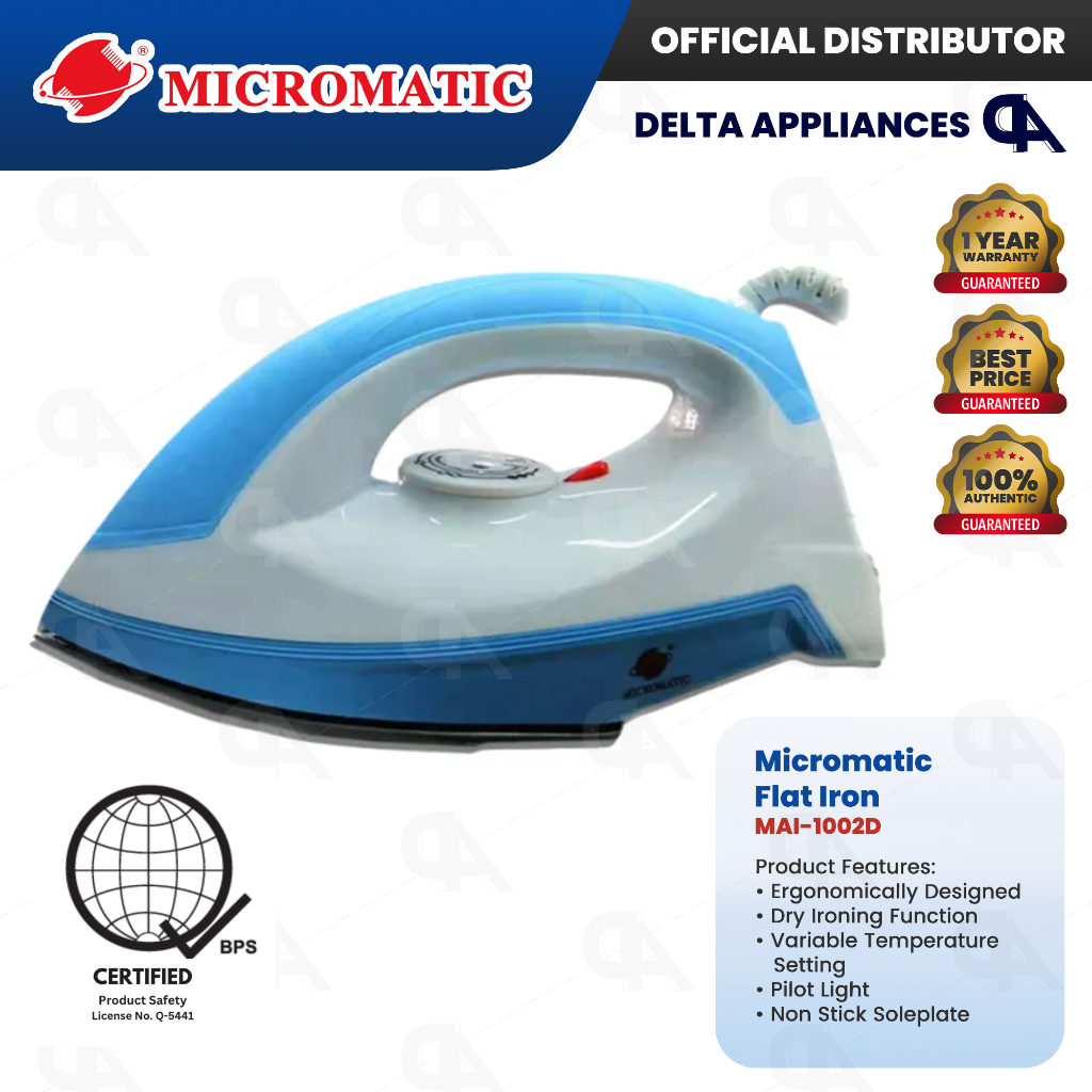 Micromatic Flat Iron (Dry Iron) Non Stick Sole Plate Original w/ 1 Year ...