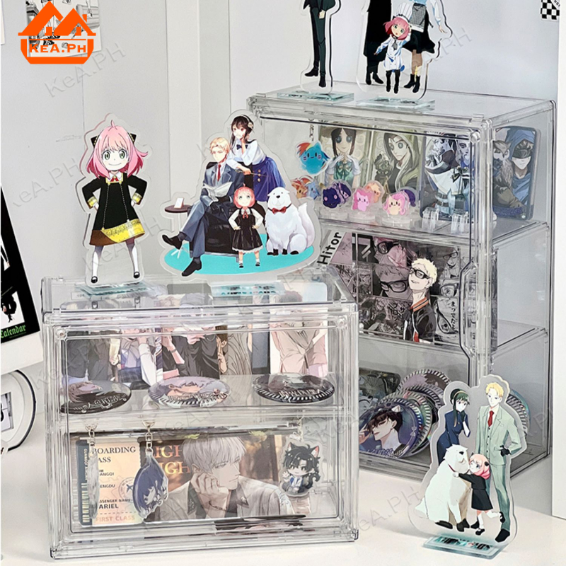 Acrylic Display Case Desktop Transparent Storage Box Stackable Magnetic ...