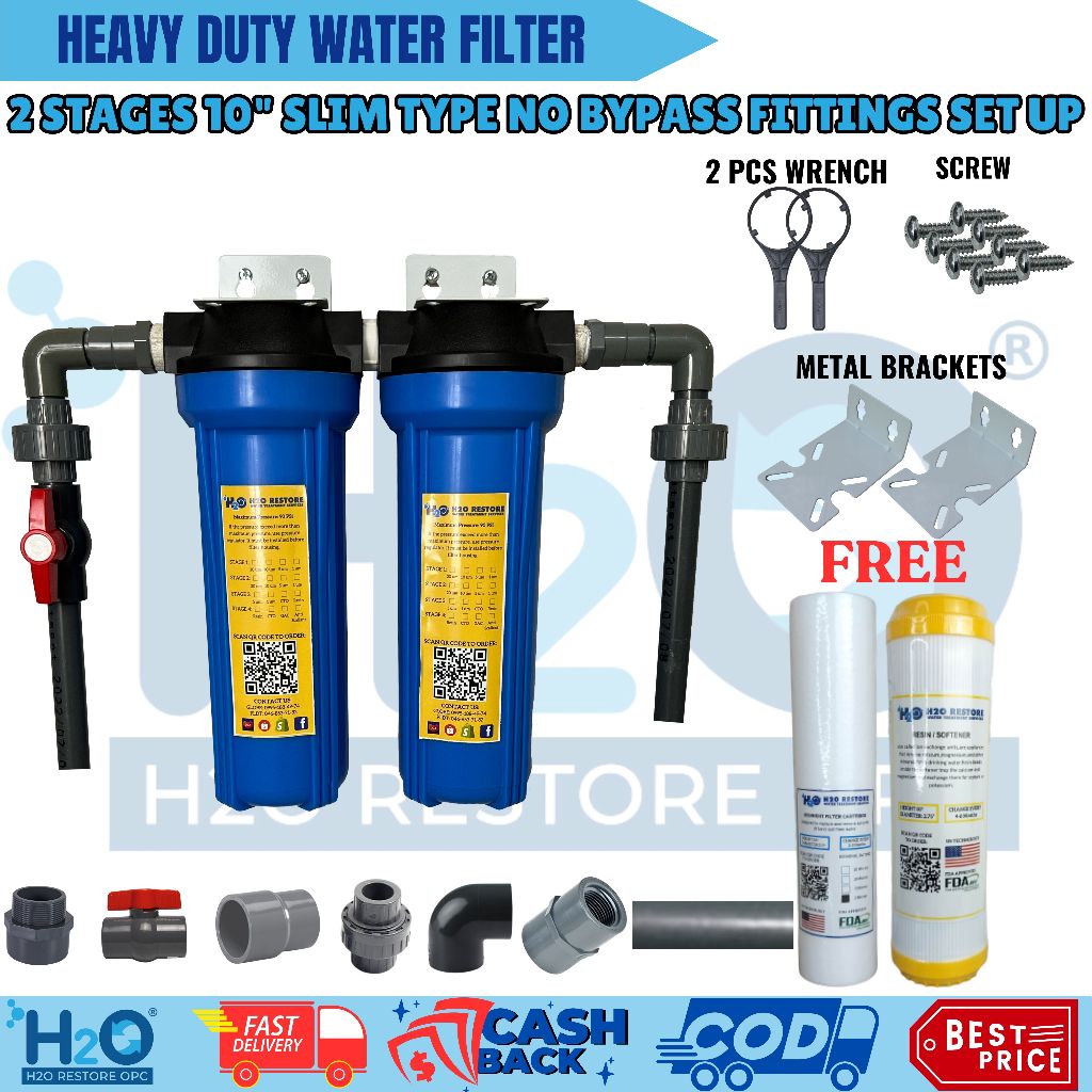 Water Filter H2O Restore 2 Stages Standard For Deepwell Water 10 Inch X ...